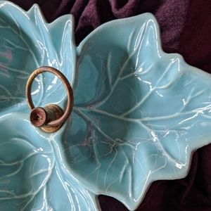 Hand Crafted | Accents | Vintage Porcelain Blue Leaf Serving Dish ...